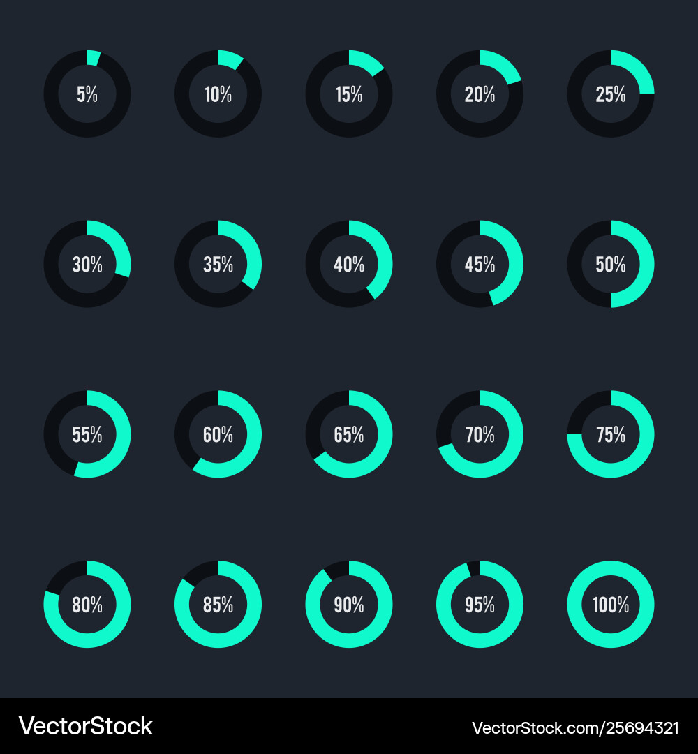 Modern circle progress bar icon set Royalty Free Vector