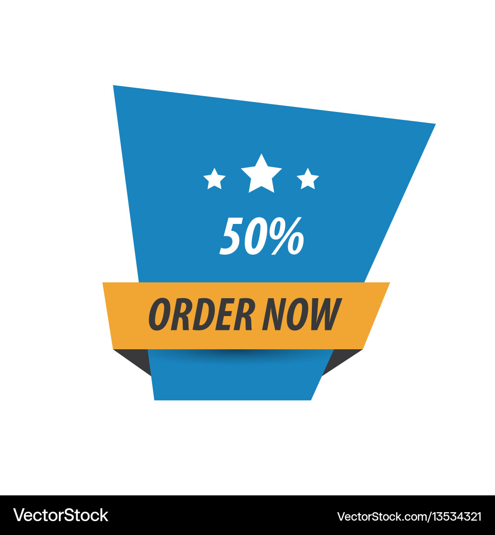 Order now label design blue yellow black Vector Image