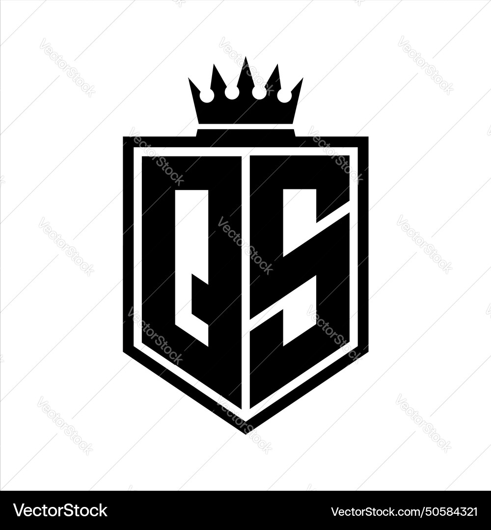 Qs logo monogram bold shield geometric shape Vector Image