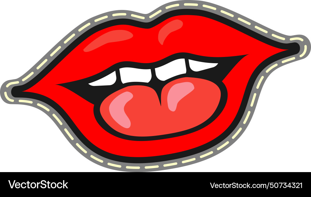 Sexy lips sticker cartoon female mouth patch Vector Image