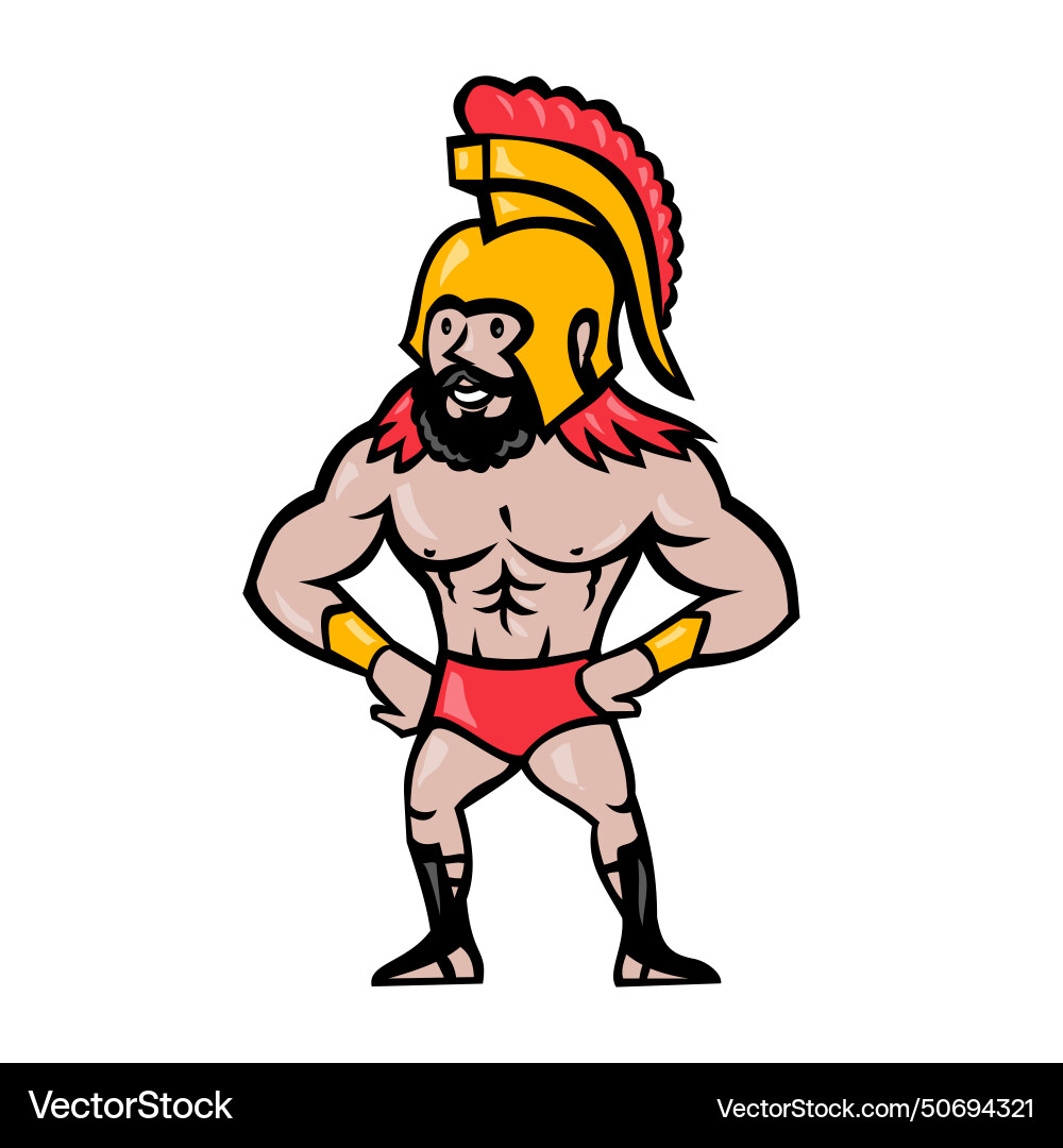 Spartan warrior red hair and beard with arms Vector Image