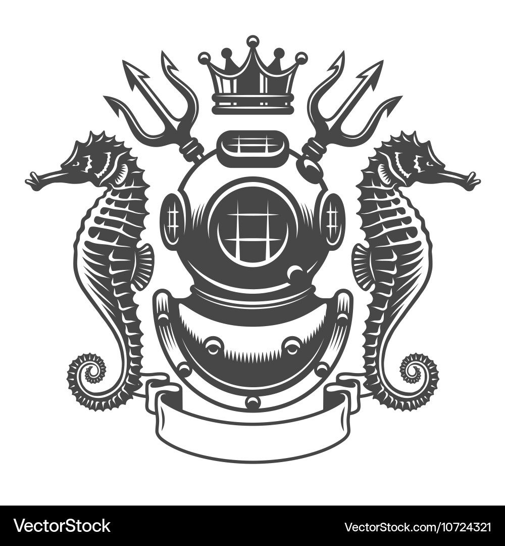 Submarine Shield Emblem Royalty Free Vector Image