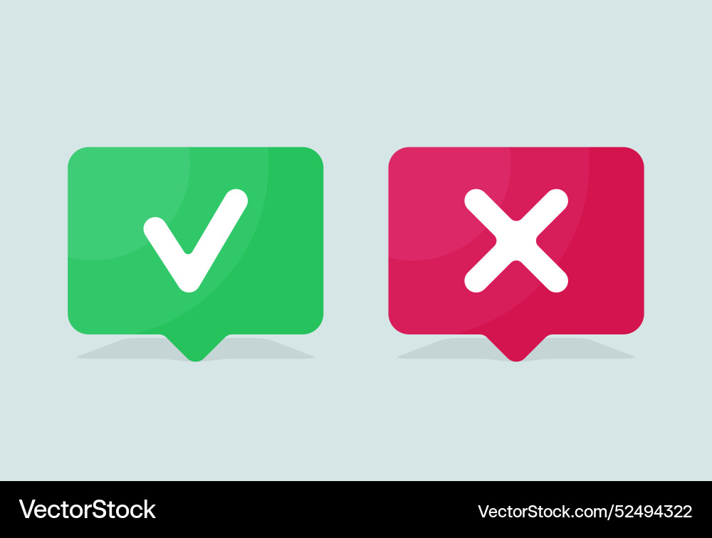 Checkmark and cross mark symbol icon isolated Vector Image