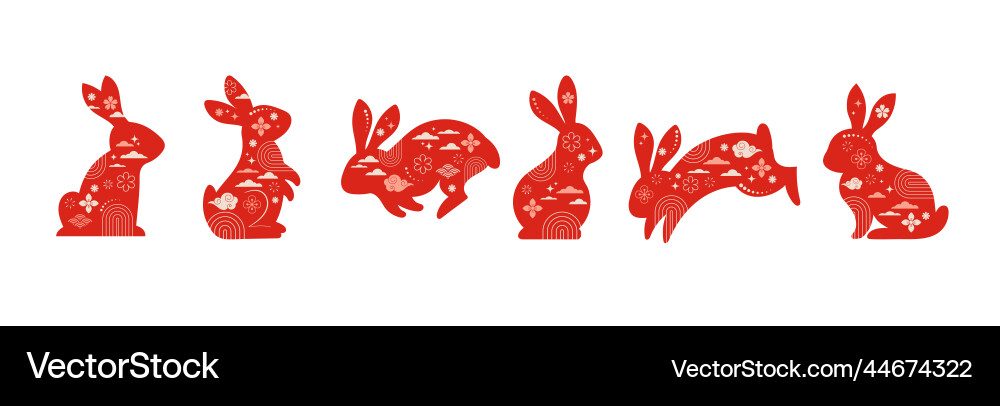 Collection of rabbits bunnies Royalty Free Vector Image