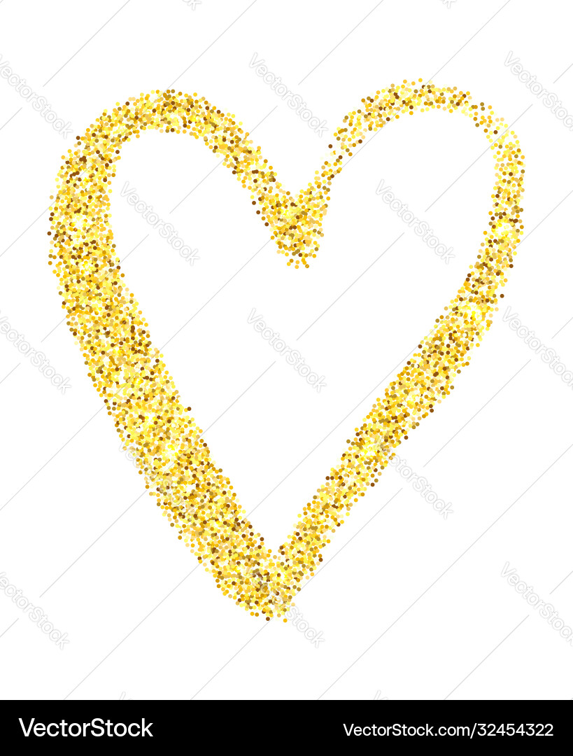 Gold glitter heart Royalty Free Vector Image - VectorStock