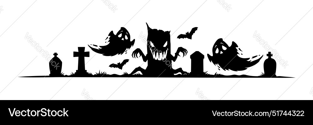Halloween divider with black spooky silhouettes Vector Image