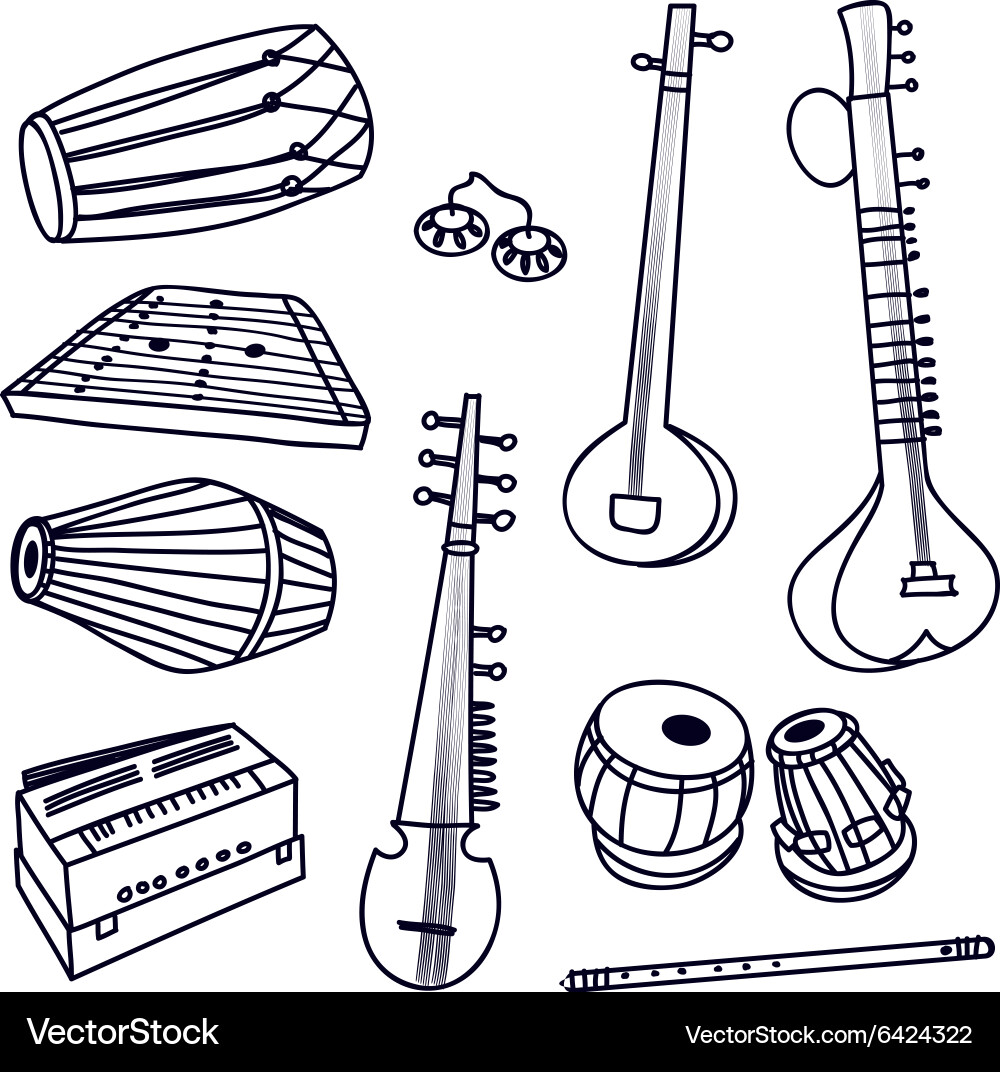 Indian instruments Royalty Free Vector Image - VectorStock
