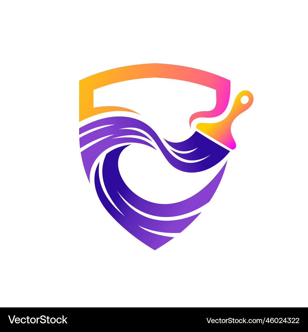 Painting logo with shield concept Royalty Free Vector Image