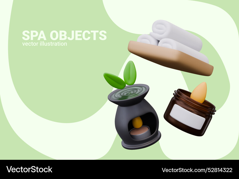 Set of realistic spa objects aroma candle Vector Image