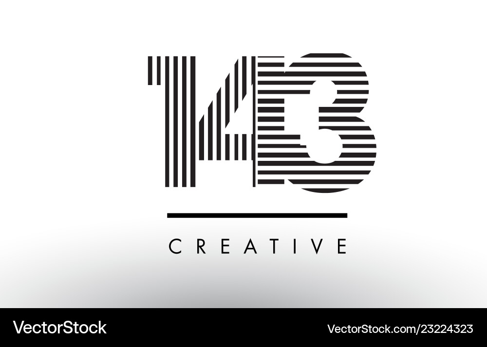 143 black and white lines number logo design Vector Image