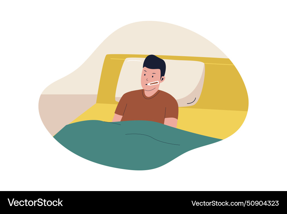 A sick man in bed Royalty Free Vector Image - VectorStock