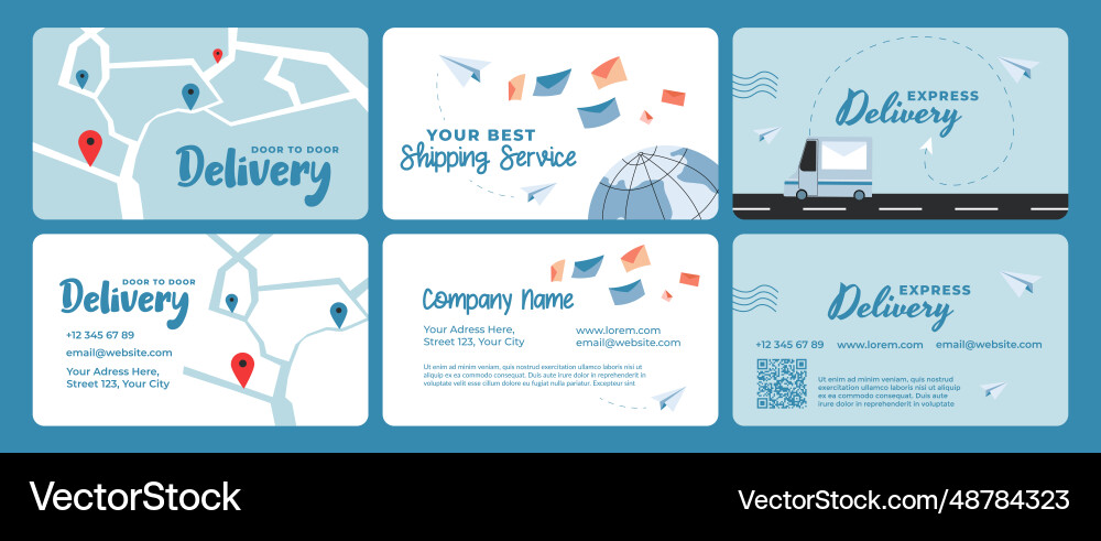 Business card design set for delivery service Vector Image