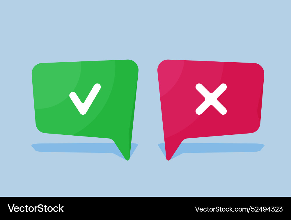 Checkmark and cross mark symbol icon isolated Vector Image