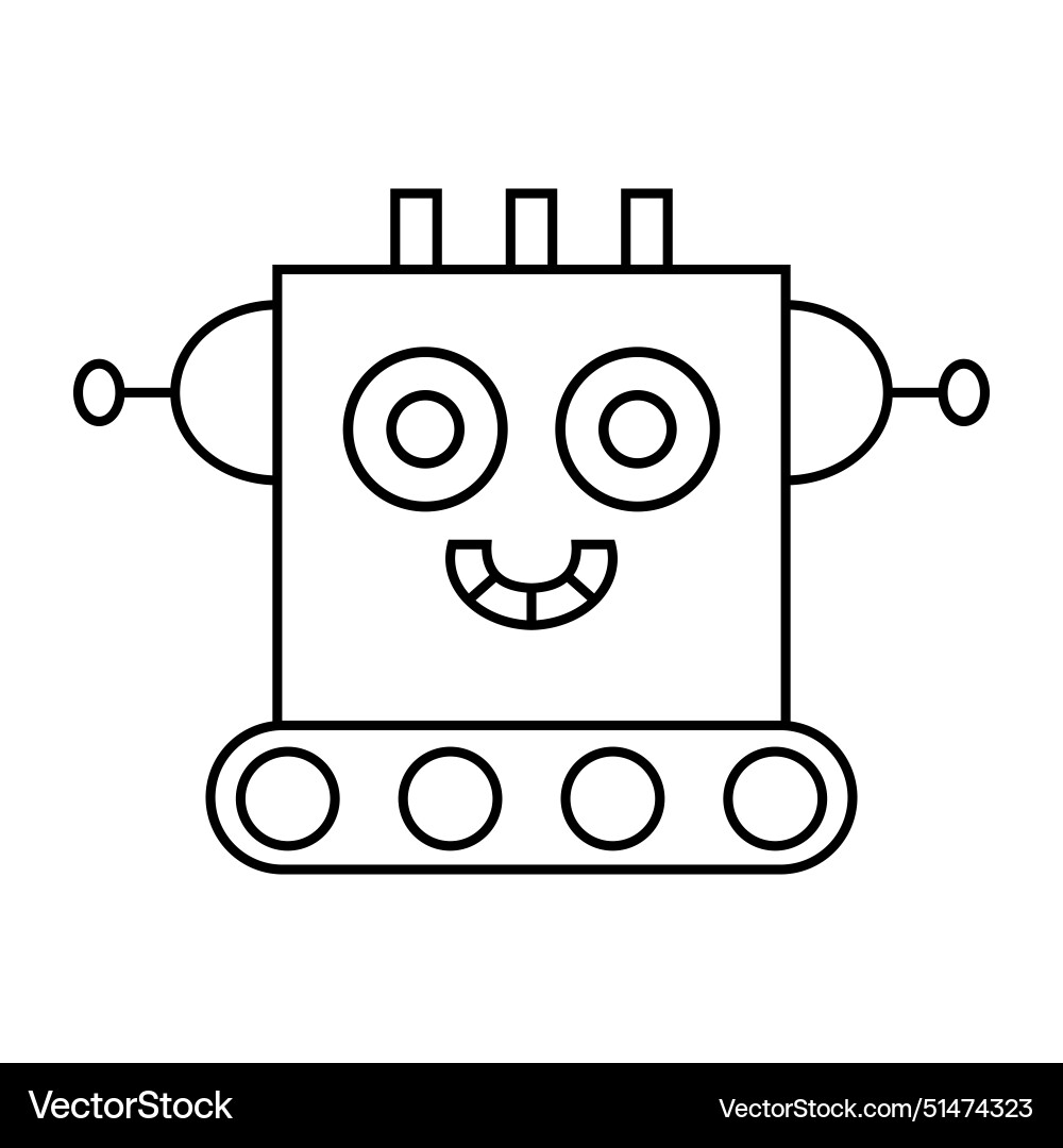 Cute funny robot character outline doodle icon Vector Image