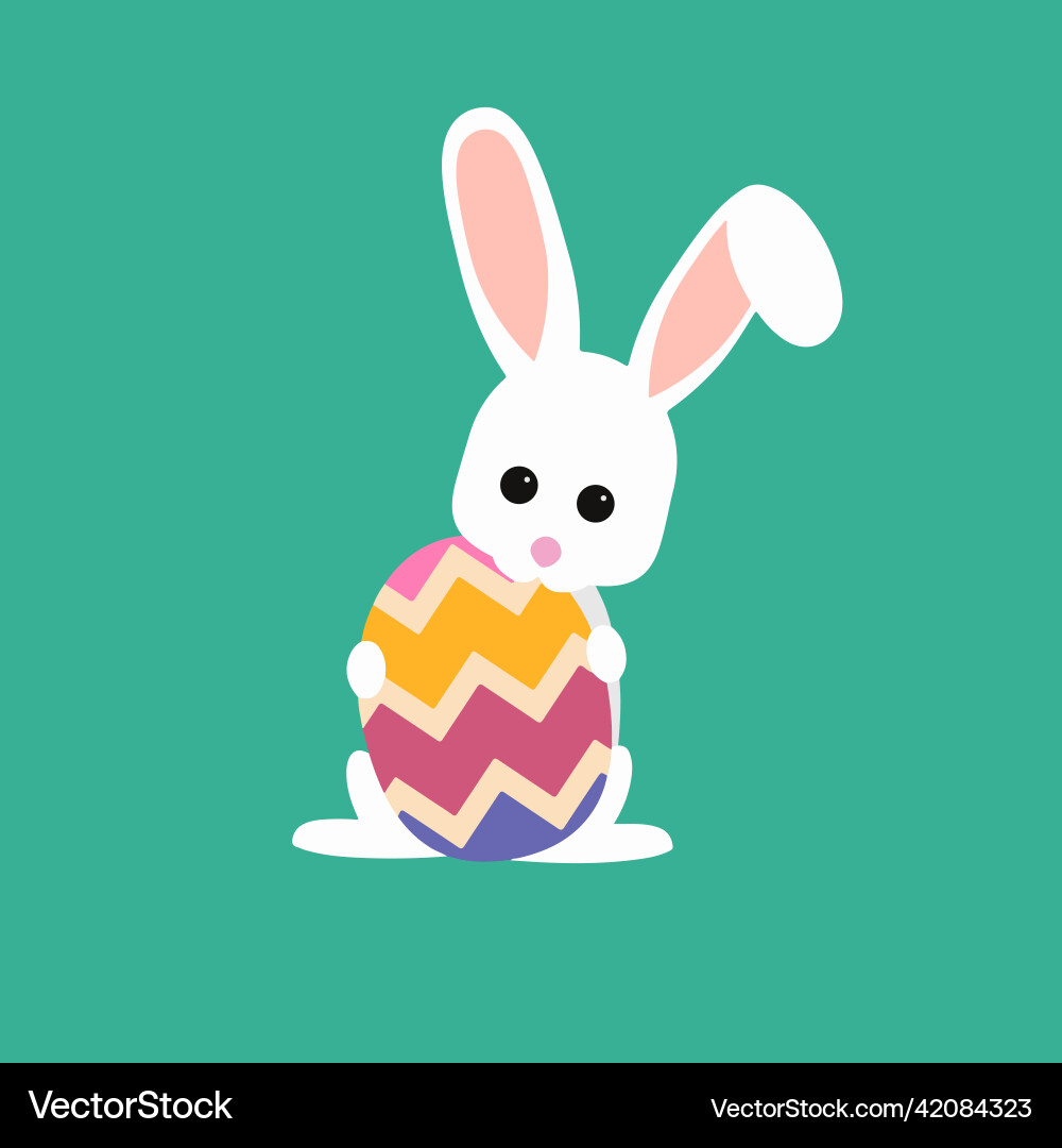 Easter bunny rabbit holding an egg Royalty Free Vector Image