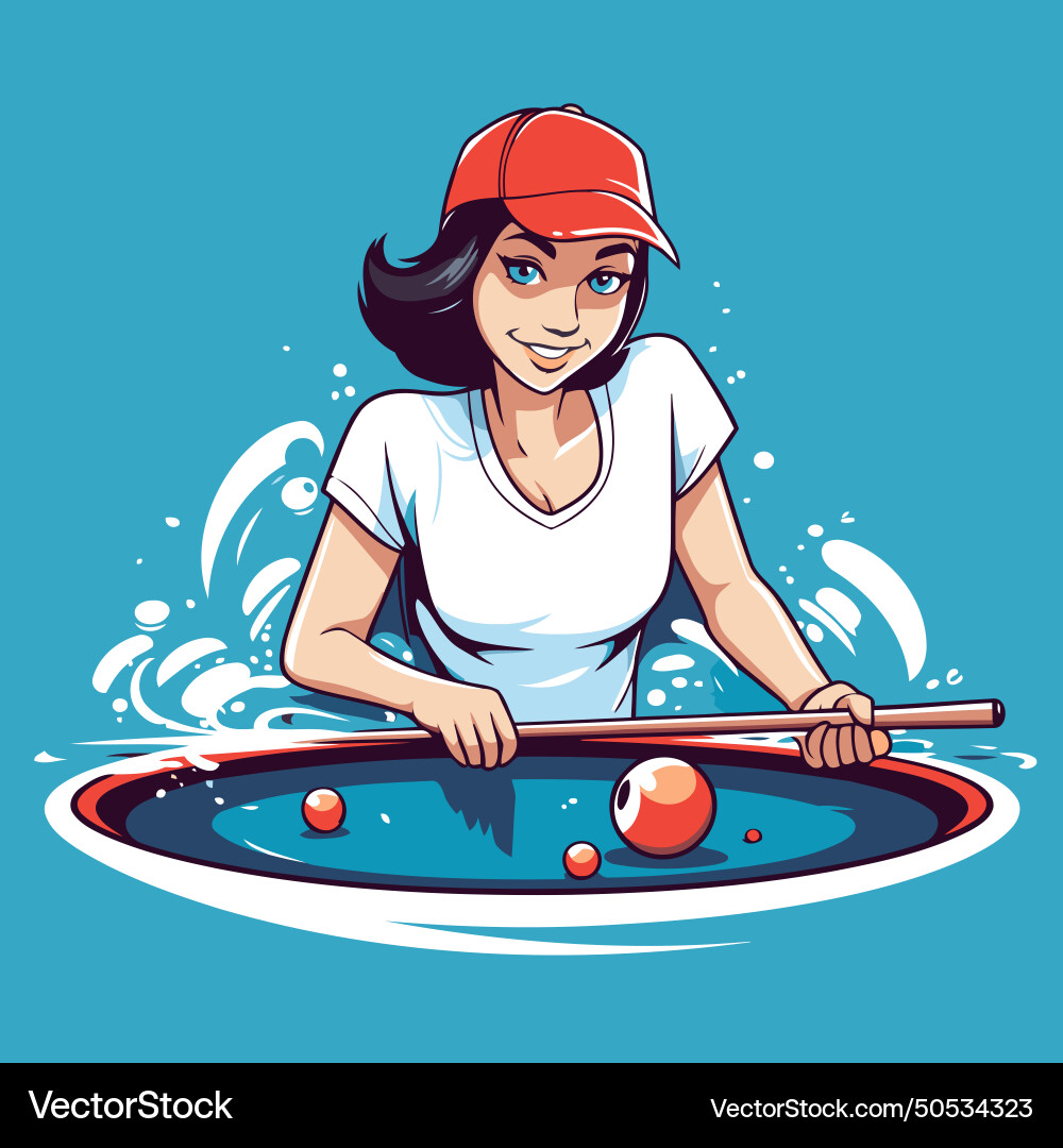 Girl playing billiards Royalty Free Vector Image