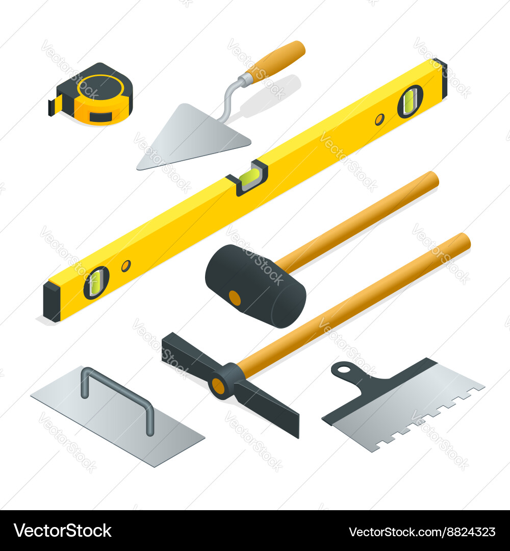 Masonry Tools Collection Royalty Free Vector Image