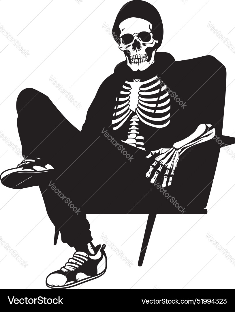 Serene skeleton seating chill icon tranquil bone Vector Image
