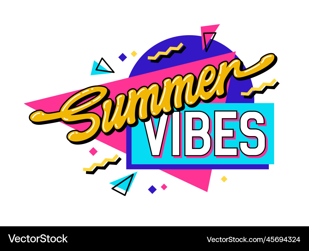 90s Summer Vibes - Retro Lettering Royalty Free Vector Image