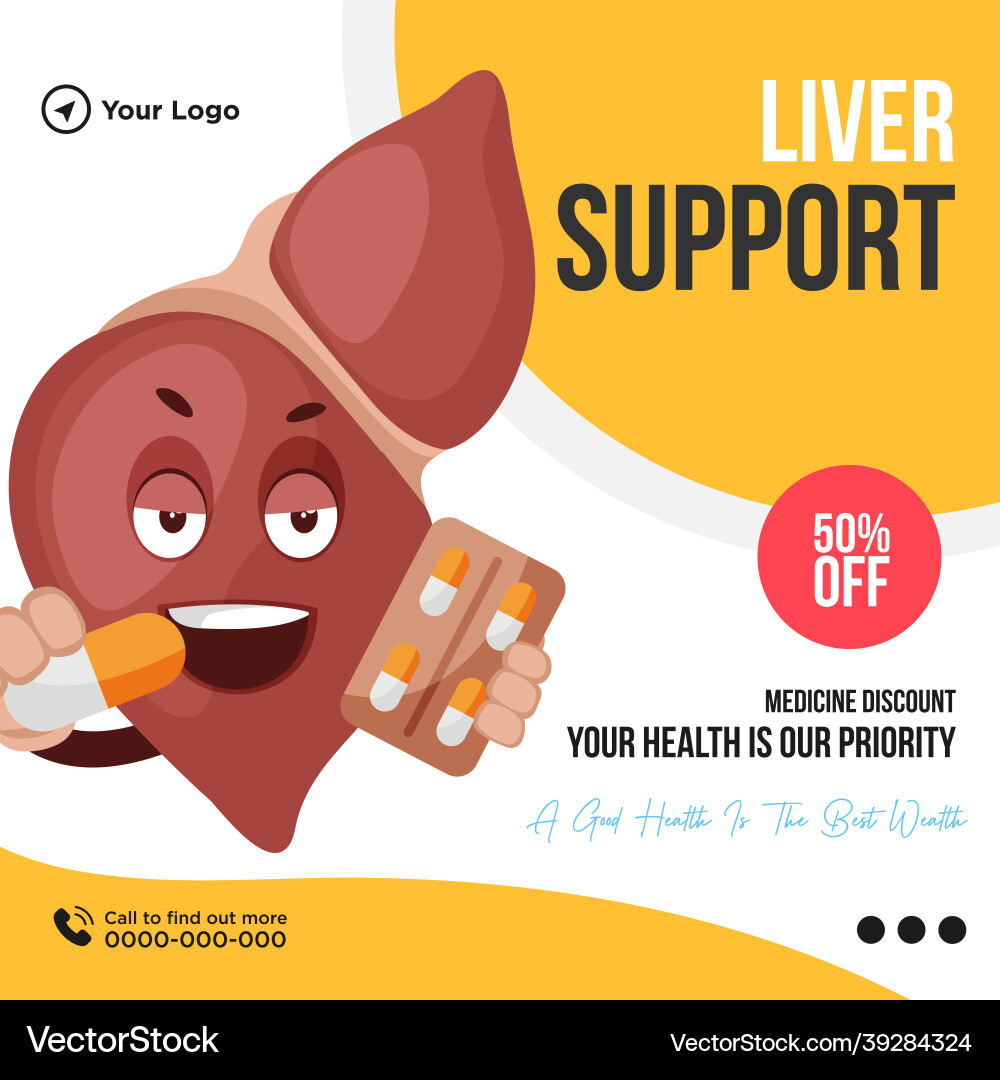 Banner design of liver support Royalty Free Vector Image