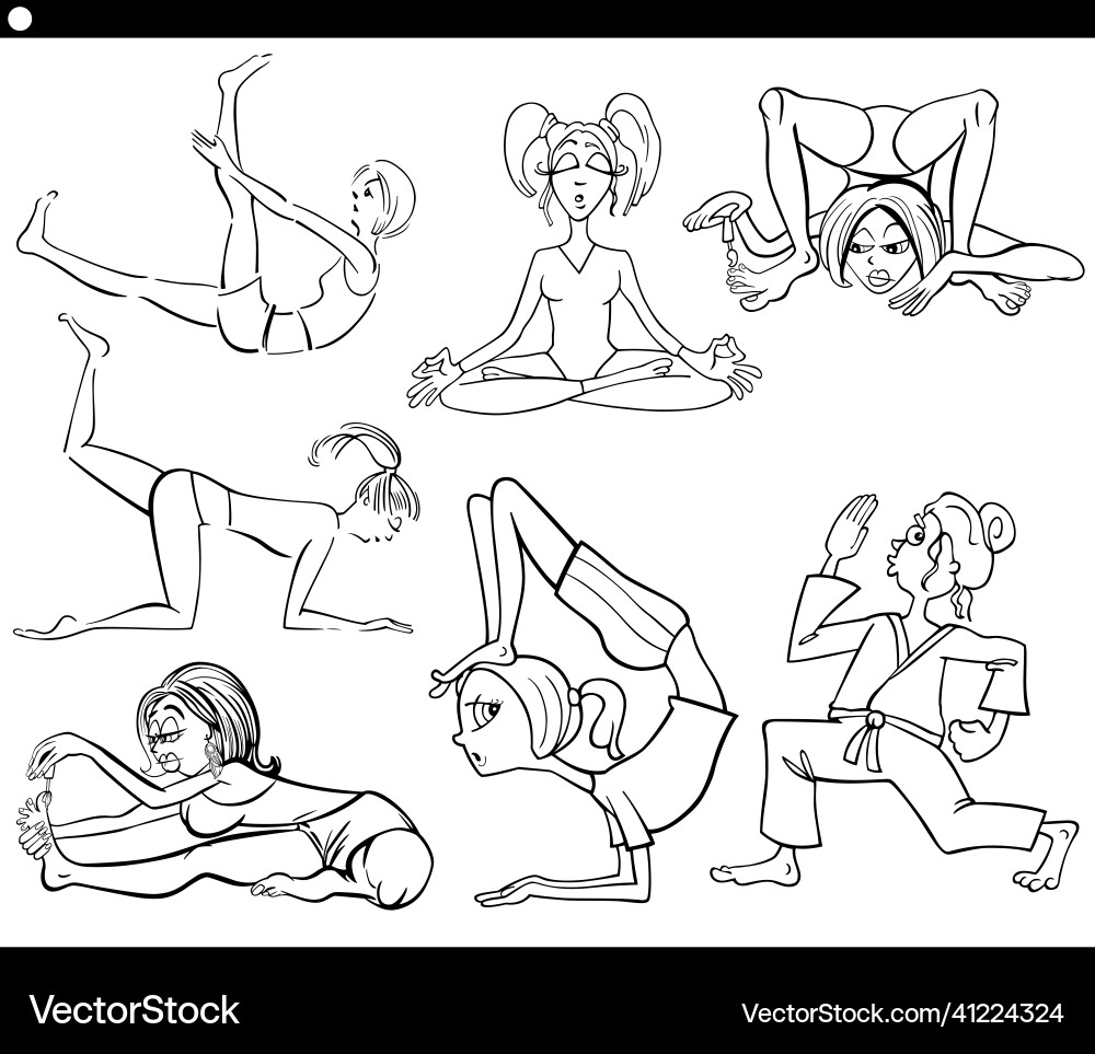 Cartoon active women comic characters set Vector Image