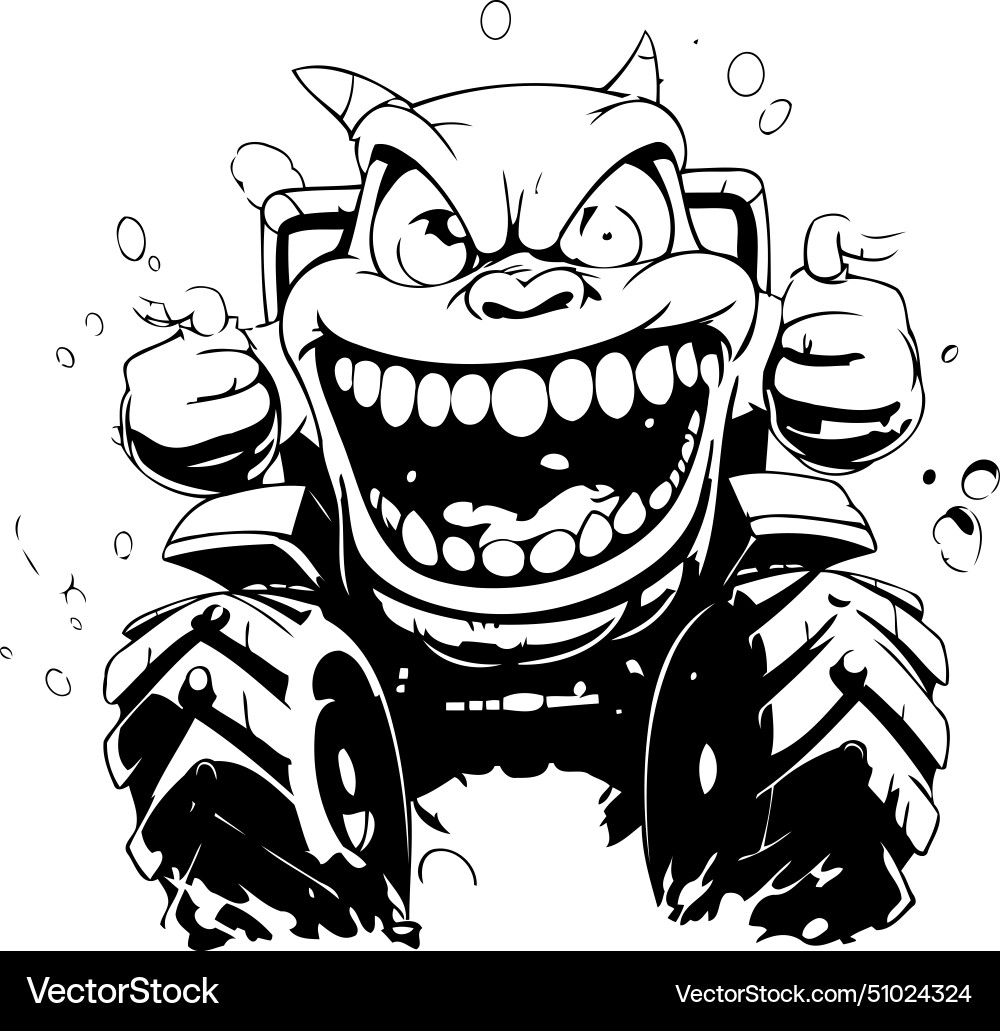 Cartoon monster with big teeth for your design Vector Image