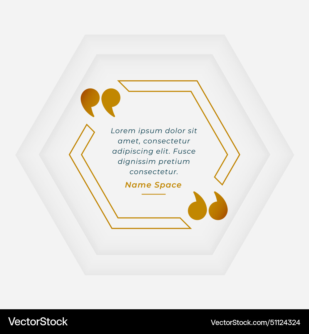Stylish quote frame background in hexagon design Vector Image