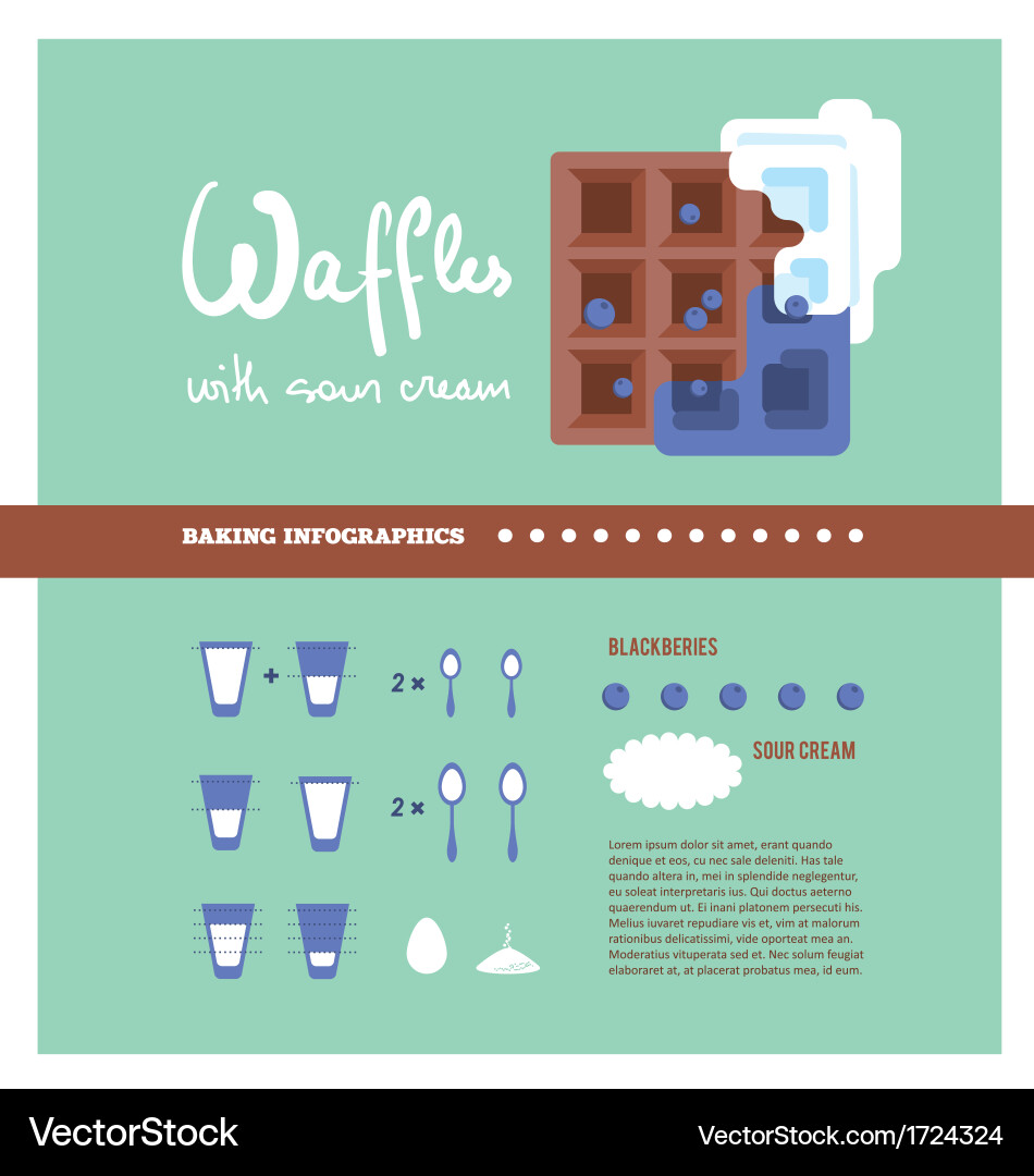 Waffle cooking inforgaphics Royalty Free Vector Image