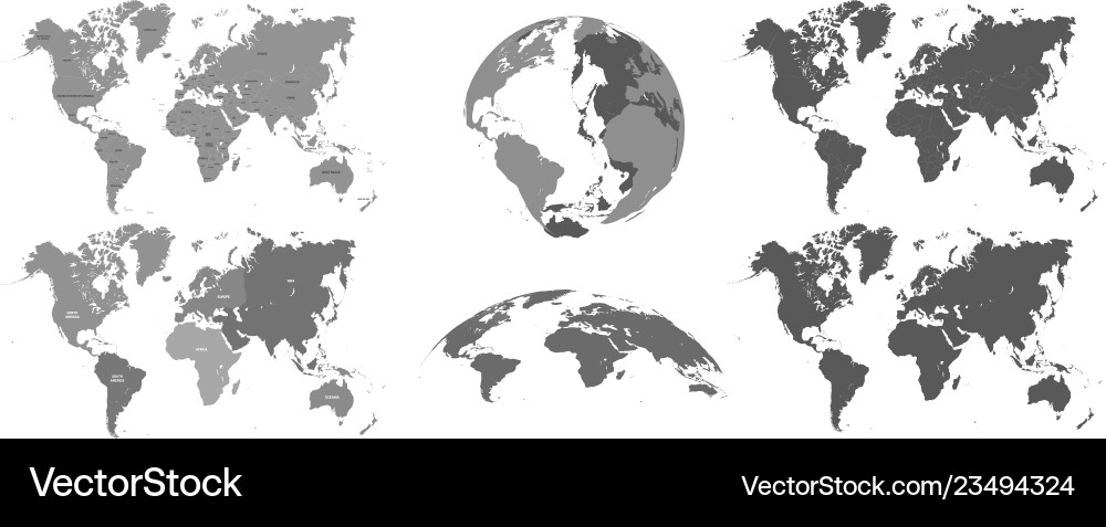 World gray maps map atlas earth topography Vector Image