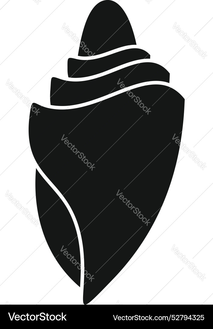 Black glyph seashell icon representing marine life
