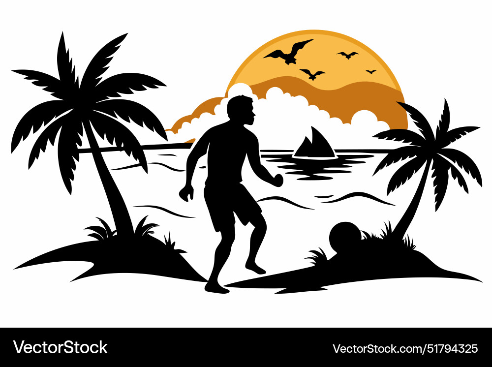 Black silhouette style beach sand e Royalty Free Vector