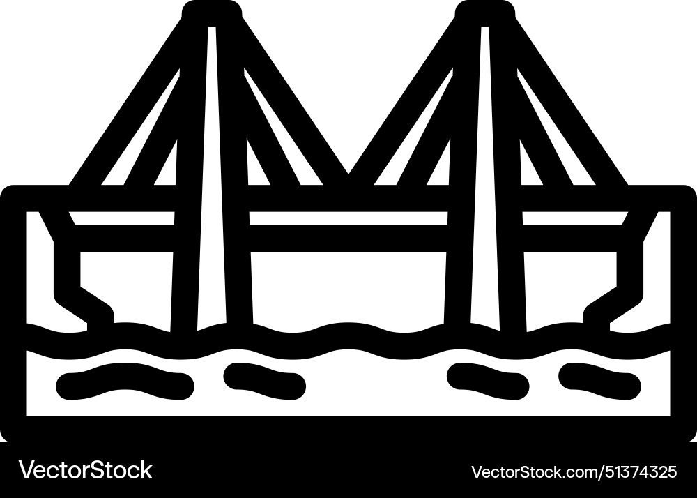 Cable-stayed bridge line icon Royalty Free Vector Image