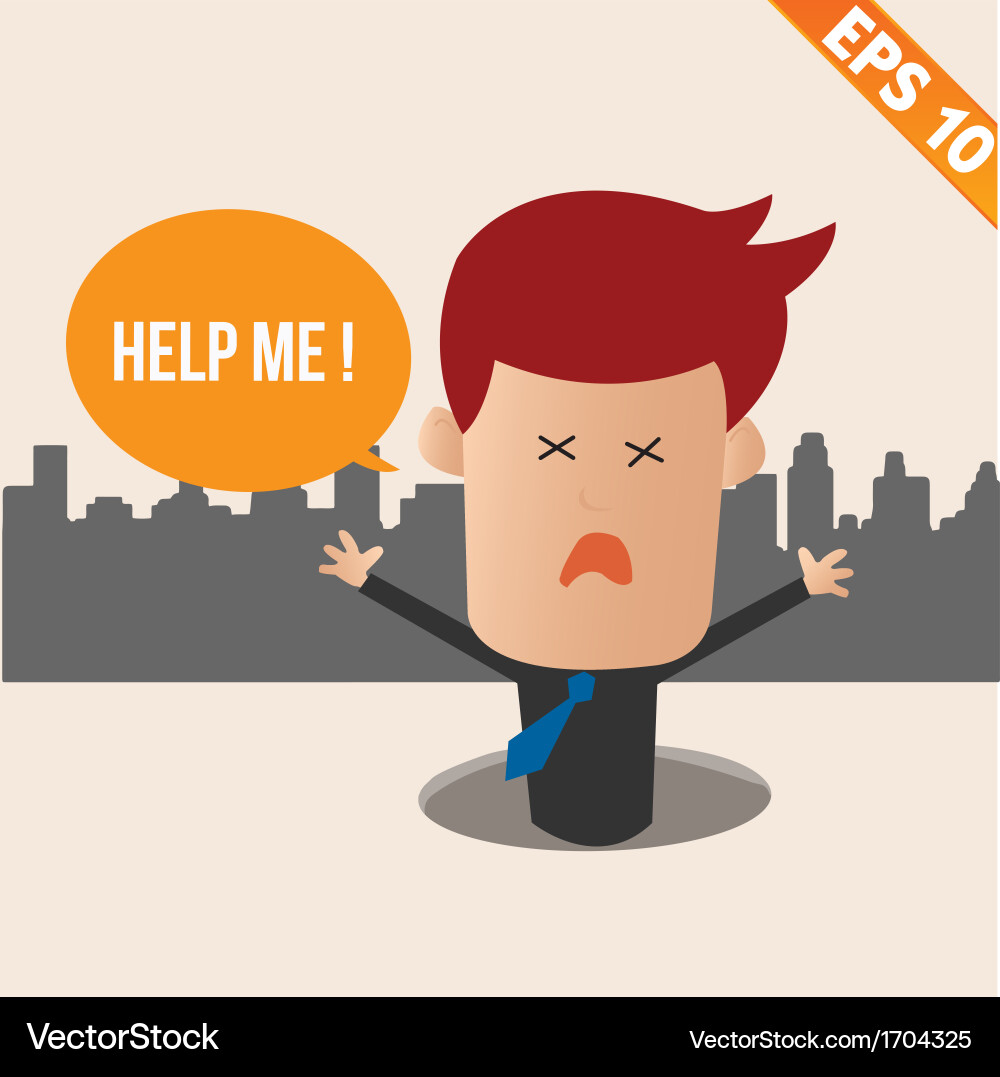 Cartoon businessman ask for help - eps10 Vector Image