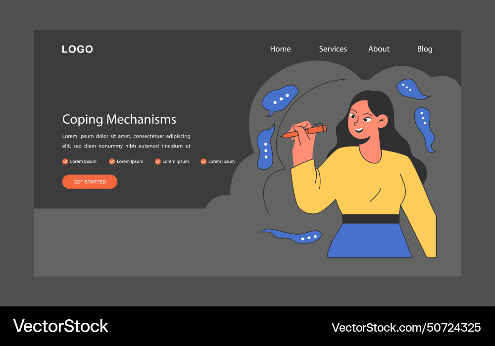 Coping mechanism web banner or landing page dark Vector Image