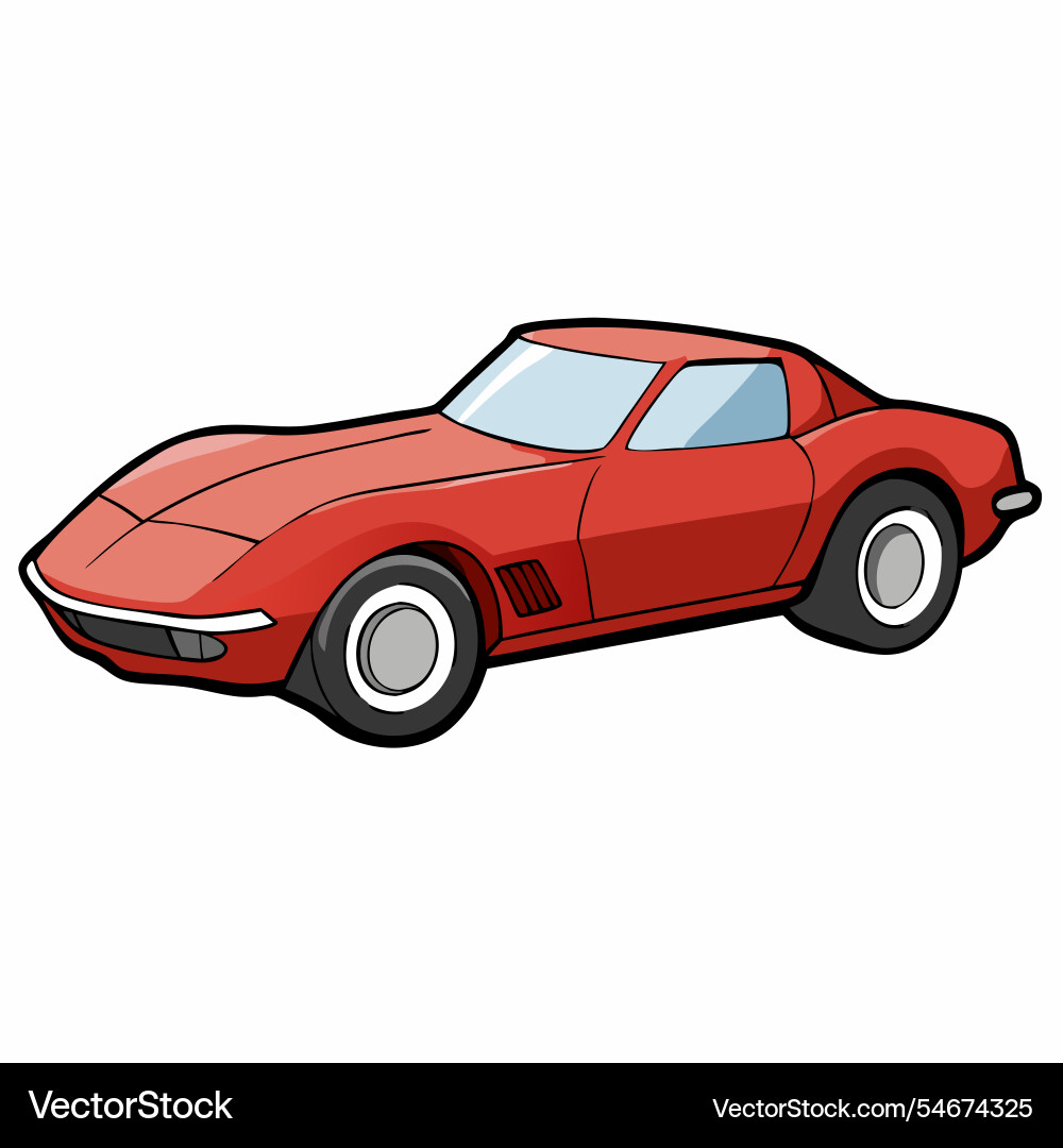 Corvette car flat design Royalty Free Vector Image