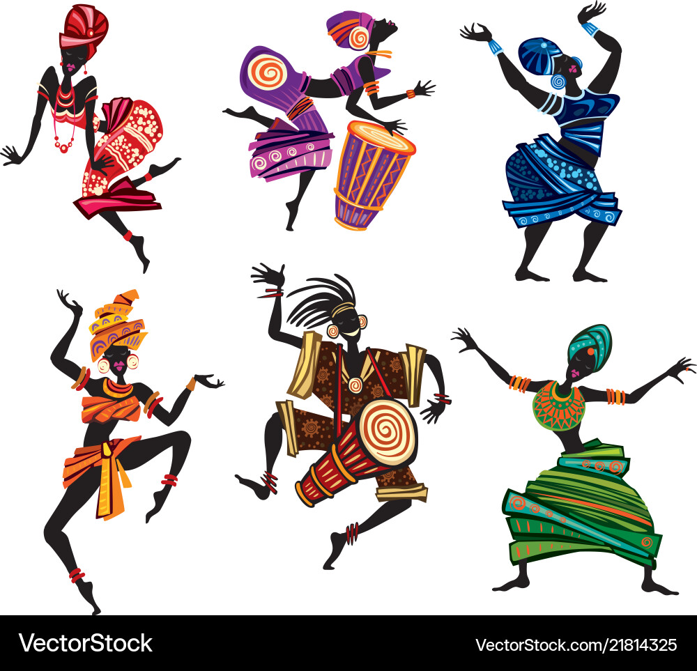 Dancing people in traditional ethnic style Vector Image