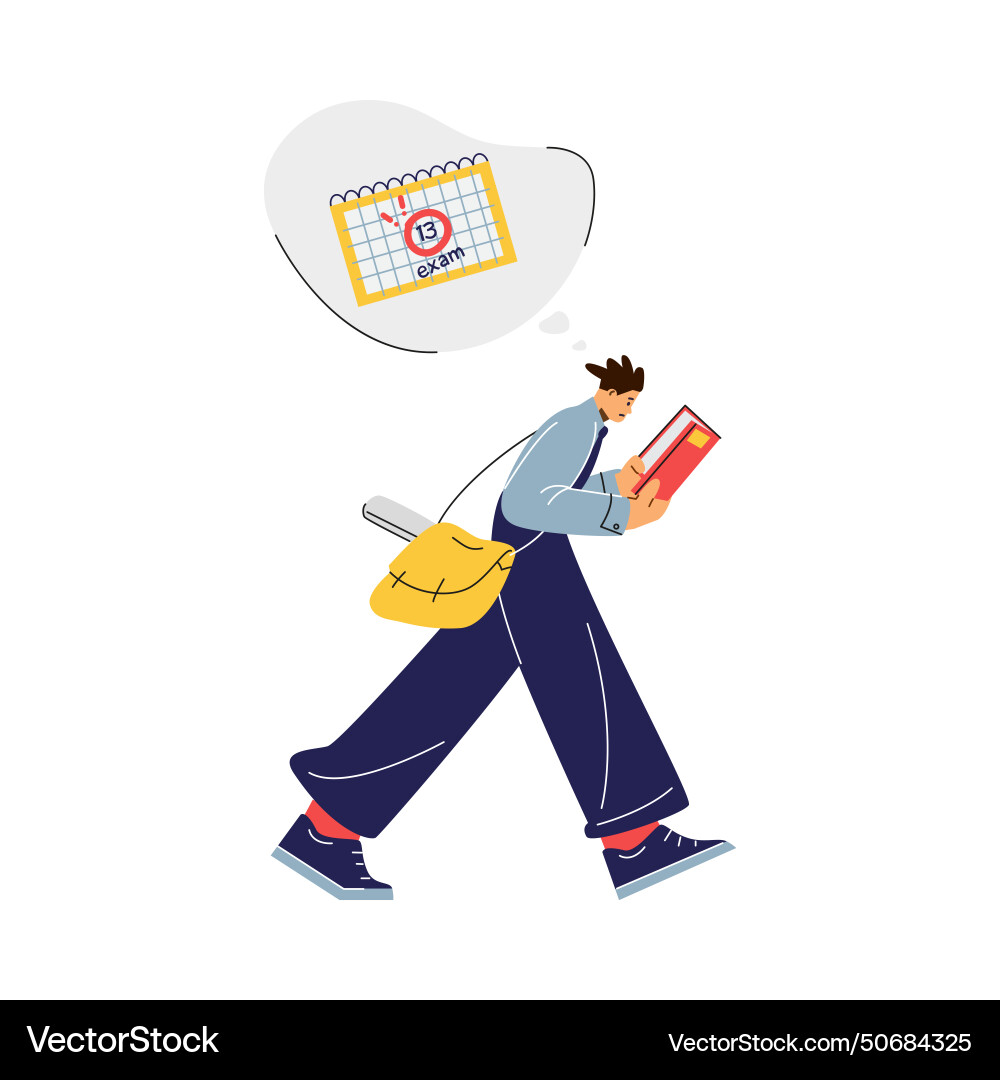 Exam-focused student Royalty Free Vector Image