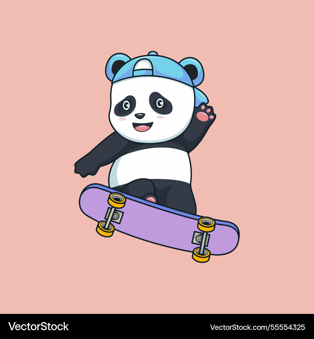 Panda skating Royalty Free Vector Image - VectorStock
