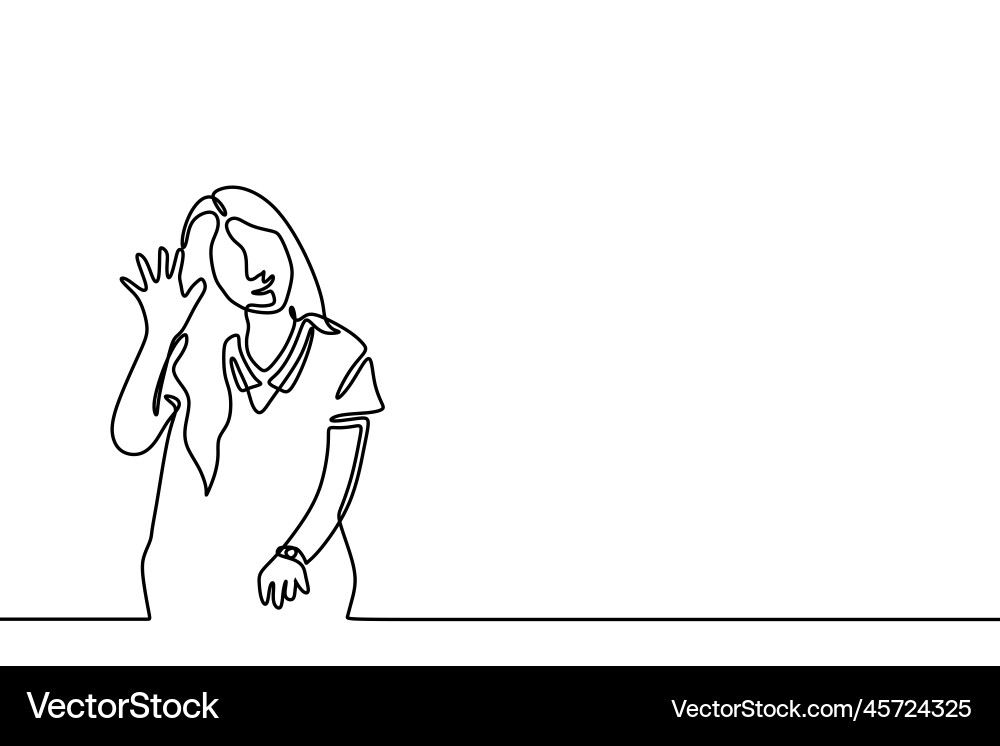 Pretty girl continuous one line drawing Royalty Free Vector