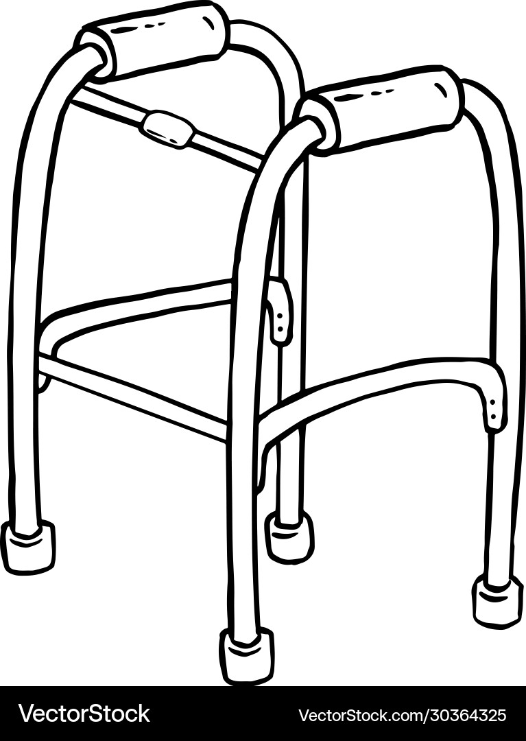 Walker support for disabled people doodle glyph Vector Image