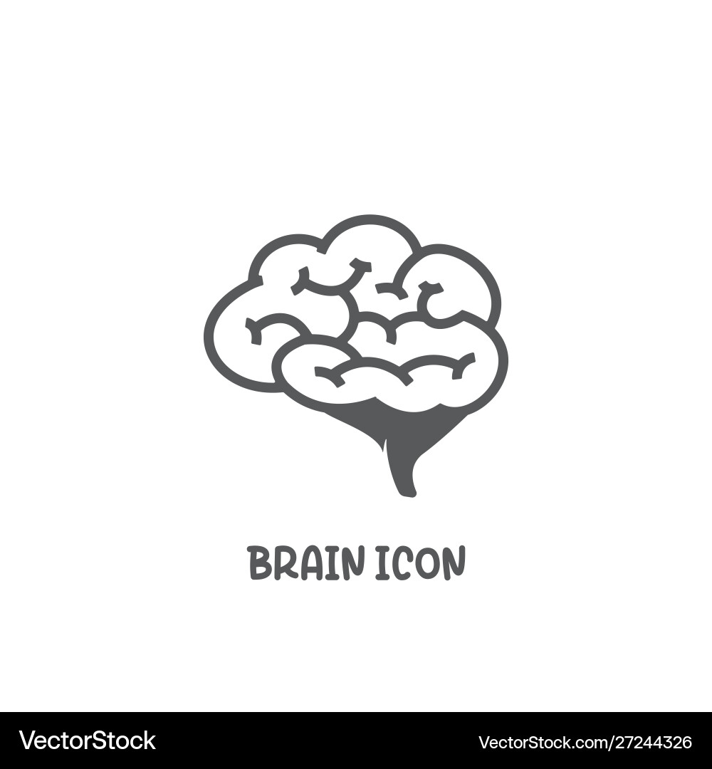 Brain icon simple flat style Royalty Free Vector Image