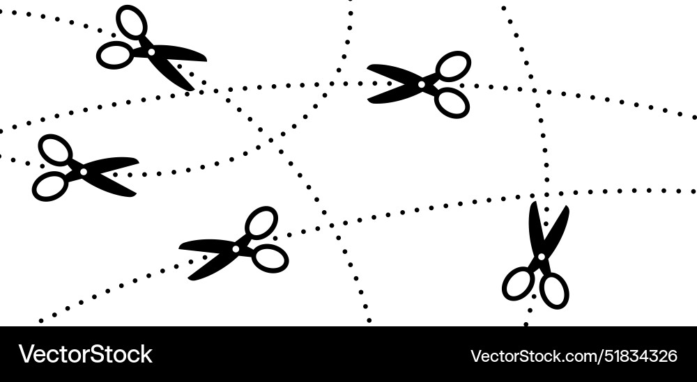 Cartoon cutout line pattern scissors icon flat Vector Image