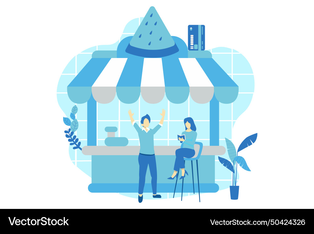 Coffee shop flat design Royalty Free Vector Image