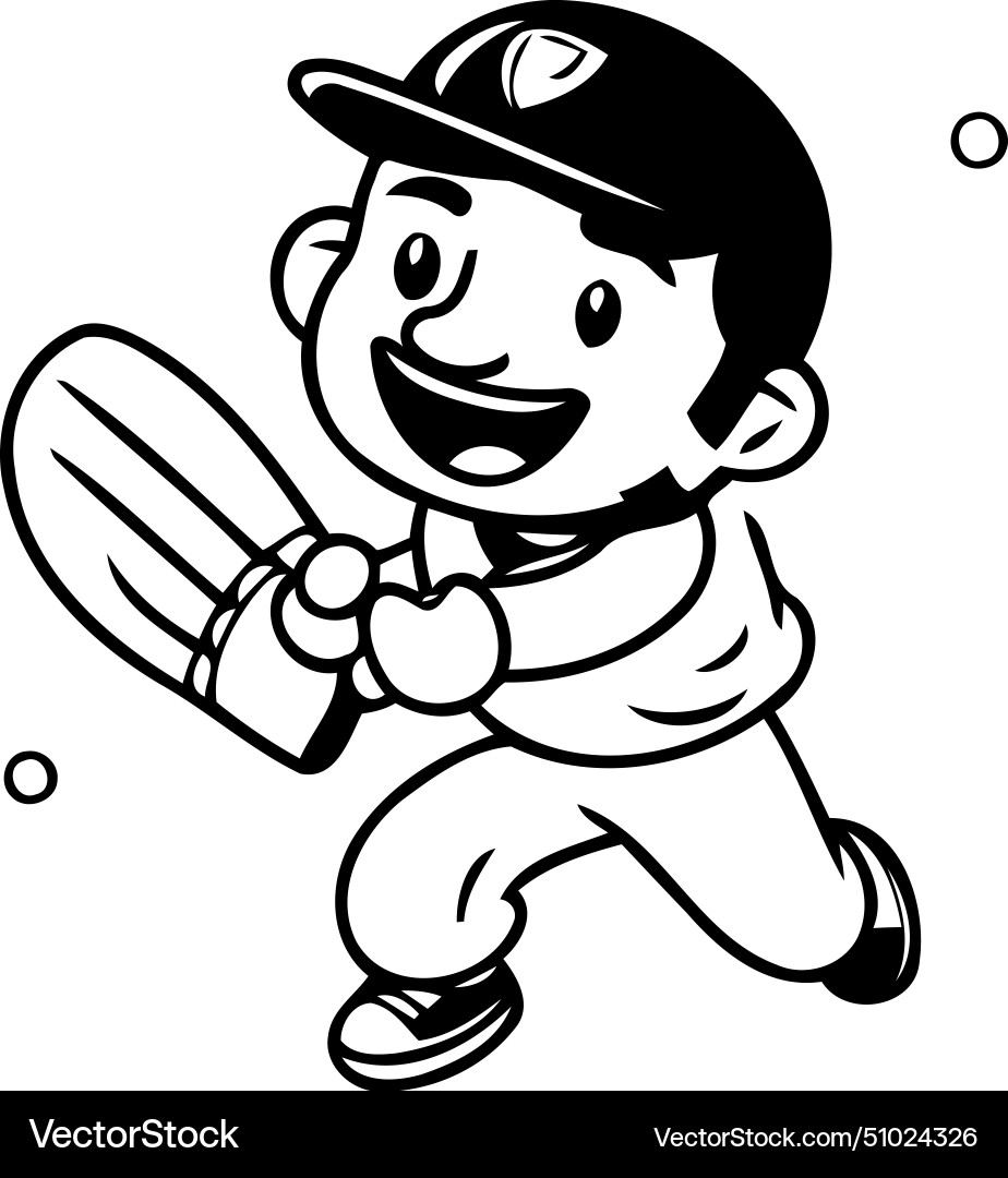 Cricket player cartoon character design cute Vector Image