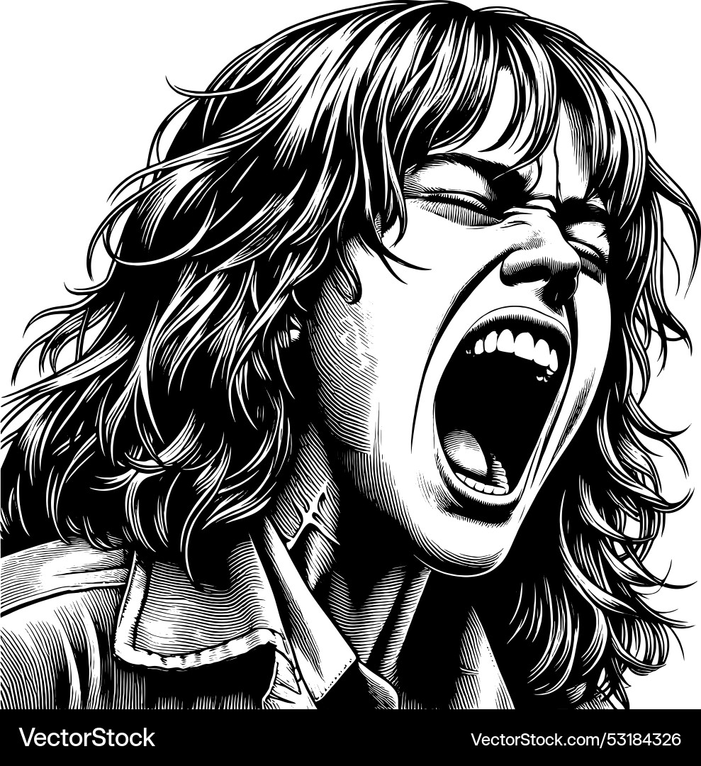 Distressed person screaming with hands on head Vector Image