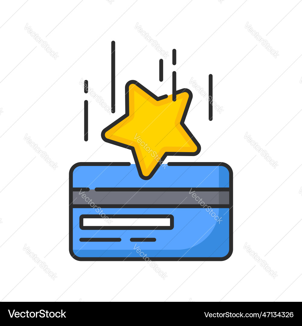 Reward points star and bank card icon Royalty Free Vector