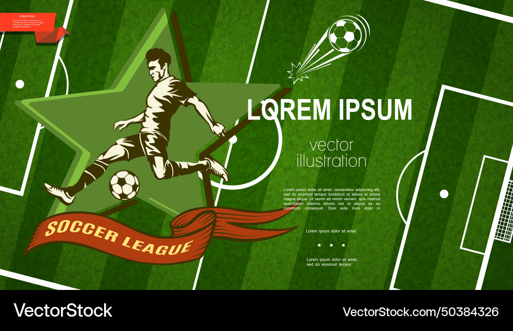 Soccer league colorful template Royalty Free Vector Image