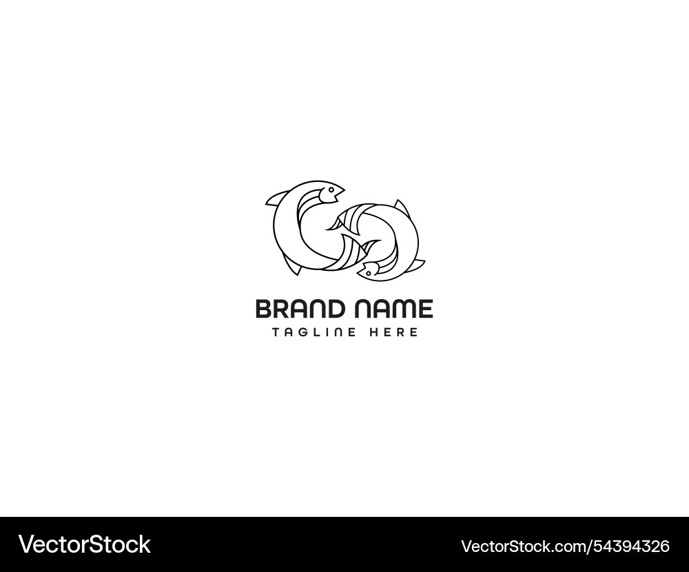 Two fish logo for a brand Royalty Free Vector Image