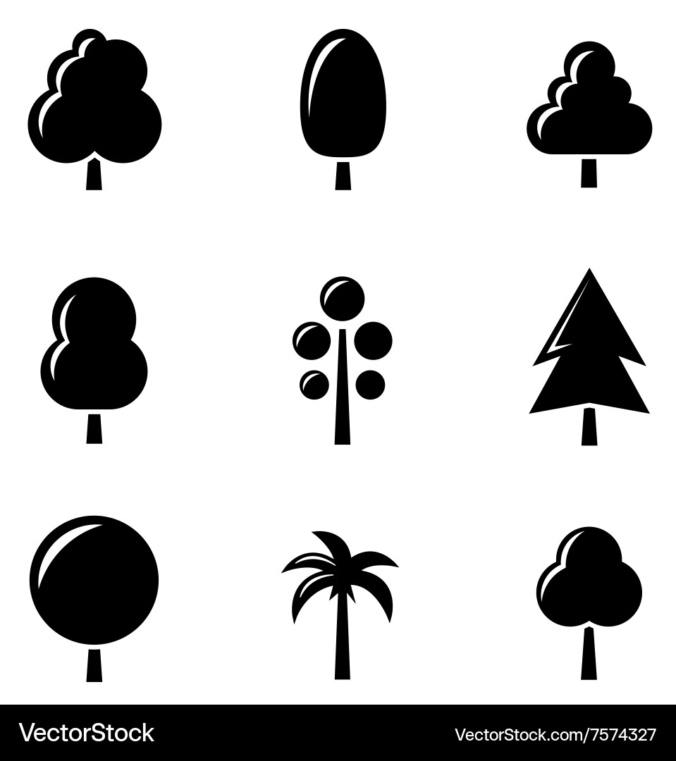 Black tree set Royalty Free Vector Image - VectorStock