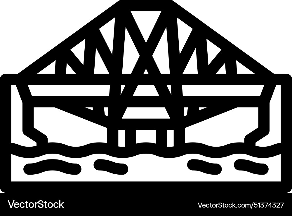 Cantilever bridge line icon Royalty Free Vector Image